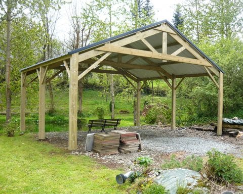 Préau toiture bi-pente - Le Péron Création